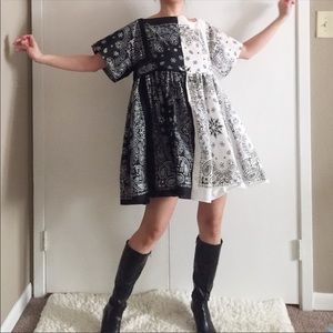 Hand Crafted | Dresses | Handmade Black White Halfhalf Split Bandana ...